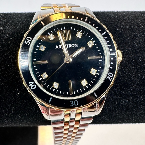 Armitron | Accessories | Armitron Black Face With Gold Silver Tone ...